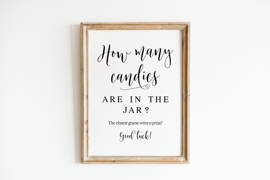 How Many Candies Are in the Jar, Wedding Signs, Bridal Party Signs ...