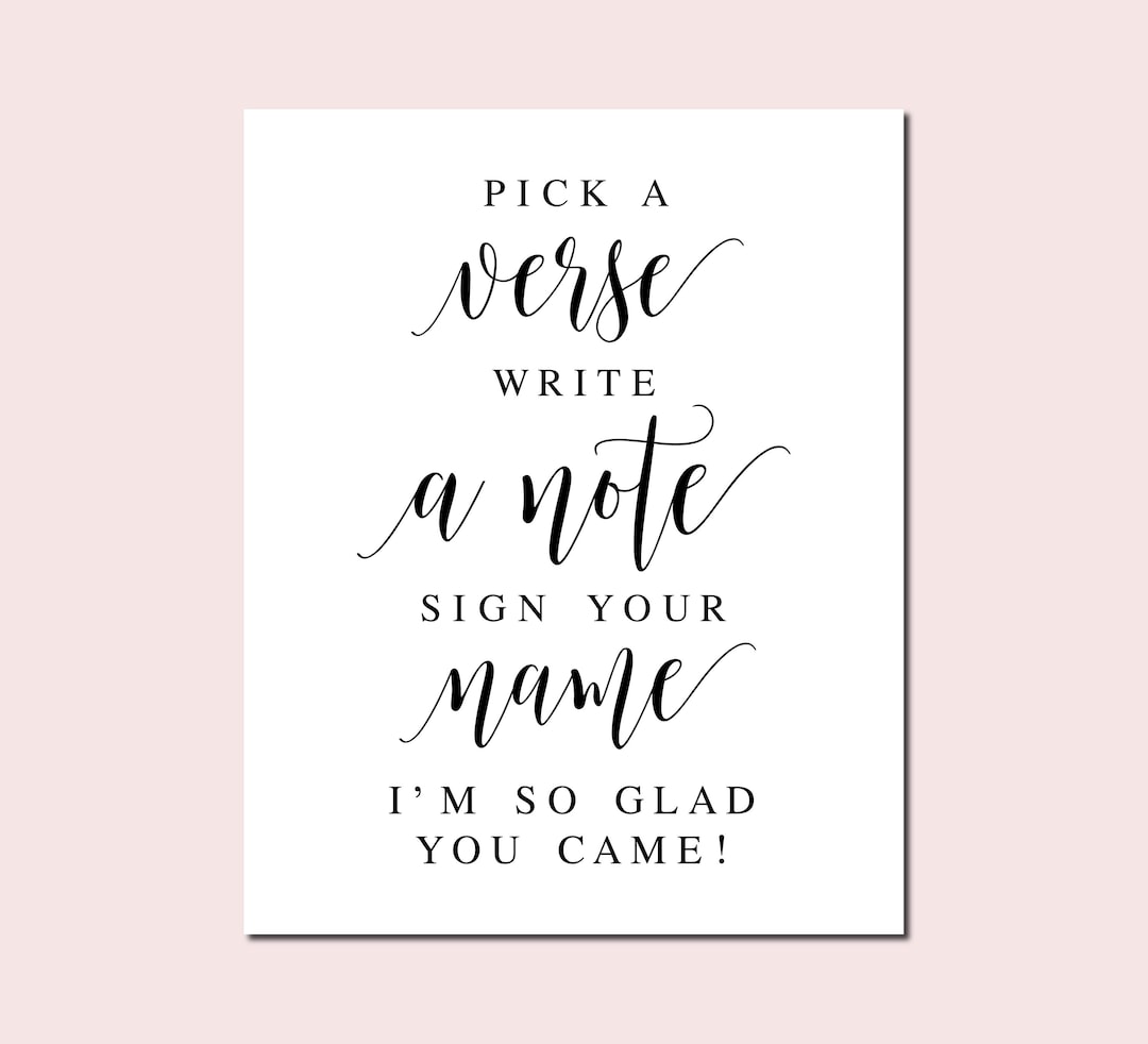 Pick A Verse Write A Note, Sign Your Name, I'm so Glad You Came ...
