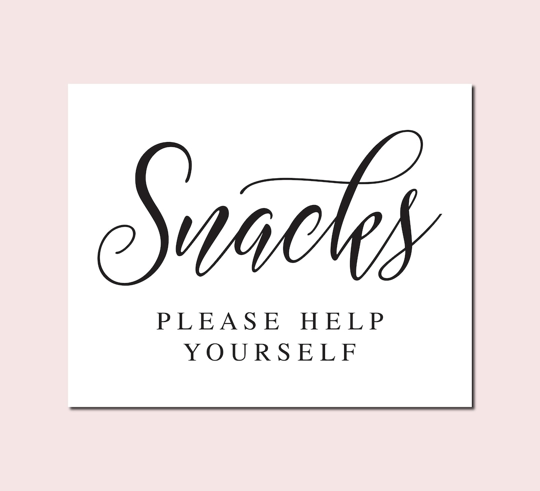 Snacks, Please Help Yourself, Modern Minimalist Wedding Snack Sign ...