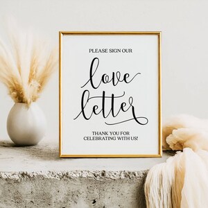 Please Sign Our Love Letter, Modern Minimalist Wedding Signs, Love ...