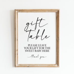 Gift Table Sign, Leave Your Gift for the Sweet Baby, Baby Shower Sign ...