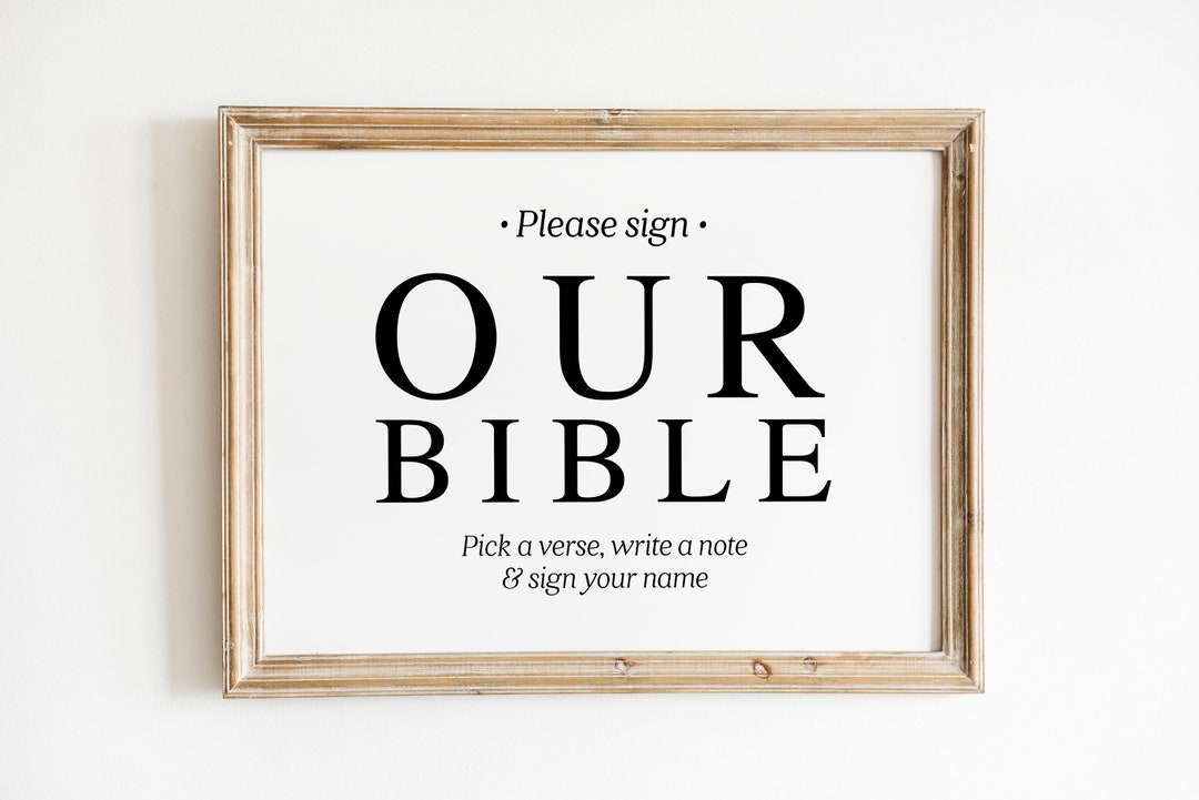 Please Sign Our Bible, Wedding Bible Guestbook Sign, Wedding Signs ...