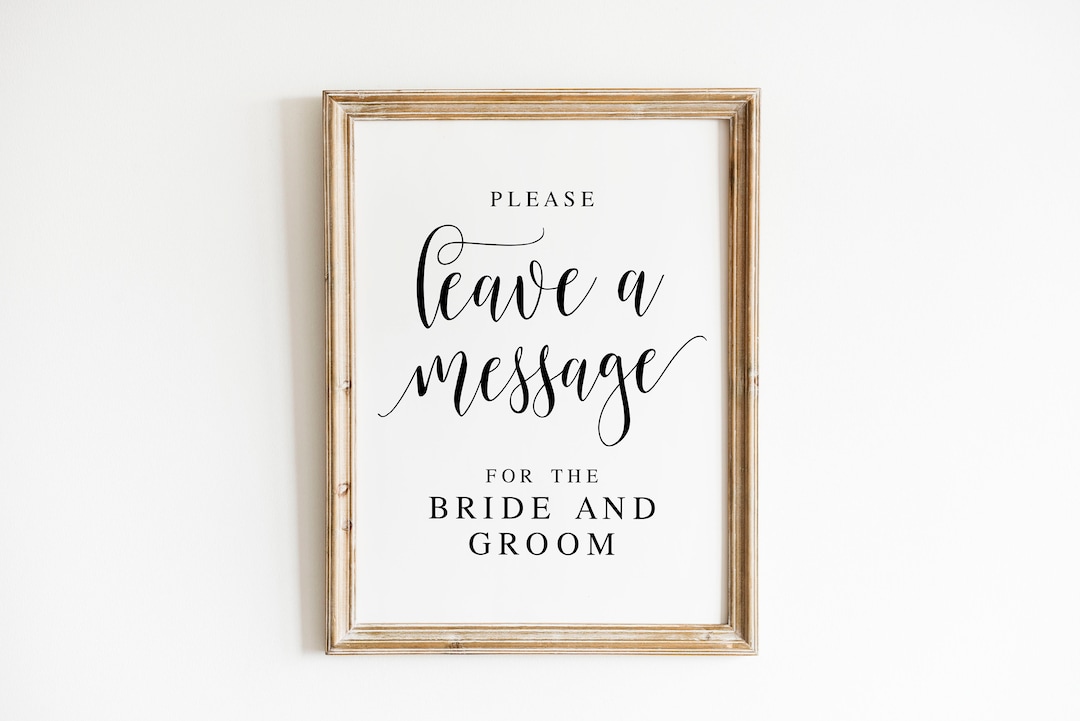 Leave a Message Wedding Sign: Bride and Groom Printable (digital ...