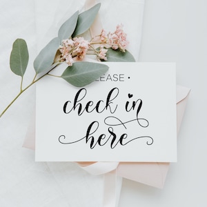 Wedding Check-in Sign: Elegant Calligraphy (digital Download) - Etsy