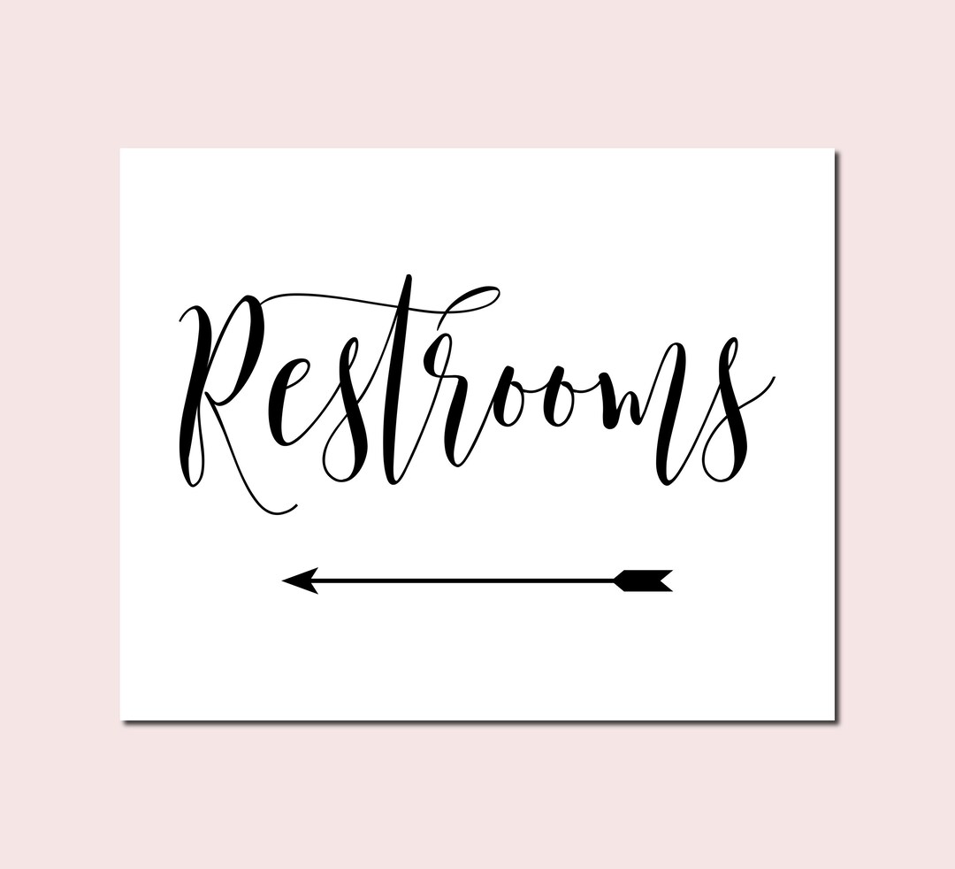 Restrooms This Way, Restrooms Direction Sign, Directional Wedding Sign ...