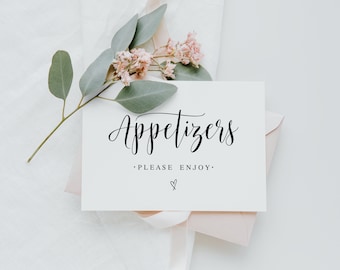 Wedding Appetizer Sign, Appetizers, Please Enjoy, Wedding Signs ...