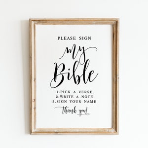 Please Sign My Bible, Modern Minimalist Birthday Signs, Birthday Decor ...