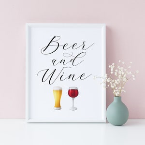 Beer and Wine, Wedding Signs, Wedding Bar Sign, Beer Bar, Wine Bar Sign ...
