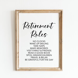 Retirement Rules Sign: Retirement Party Decor (digital Download) - Etsy