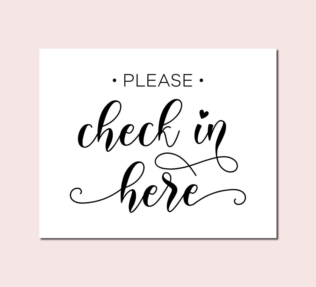 Wedding Check-in Sign: Elegant Calligraphy (digital Download) - Etsy