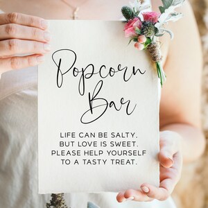 Popcorn Bar, Life Can Be Salty but Love is Sweet, Please Help Yourself ...