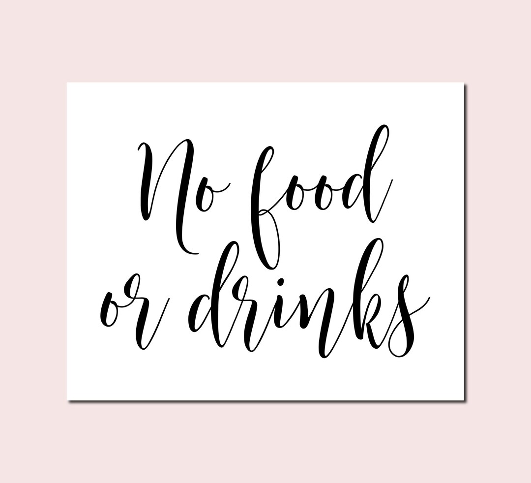No Food or Drinks, Printable Signs, Hotel Sign, Hotel Business Sign, No ...