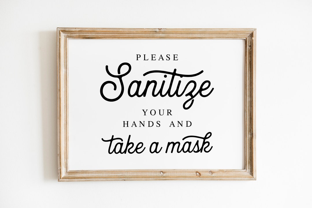 Sanitize Hands & Take A Mask Sign: Wedding/shop Entrance (digital ...