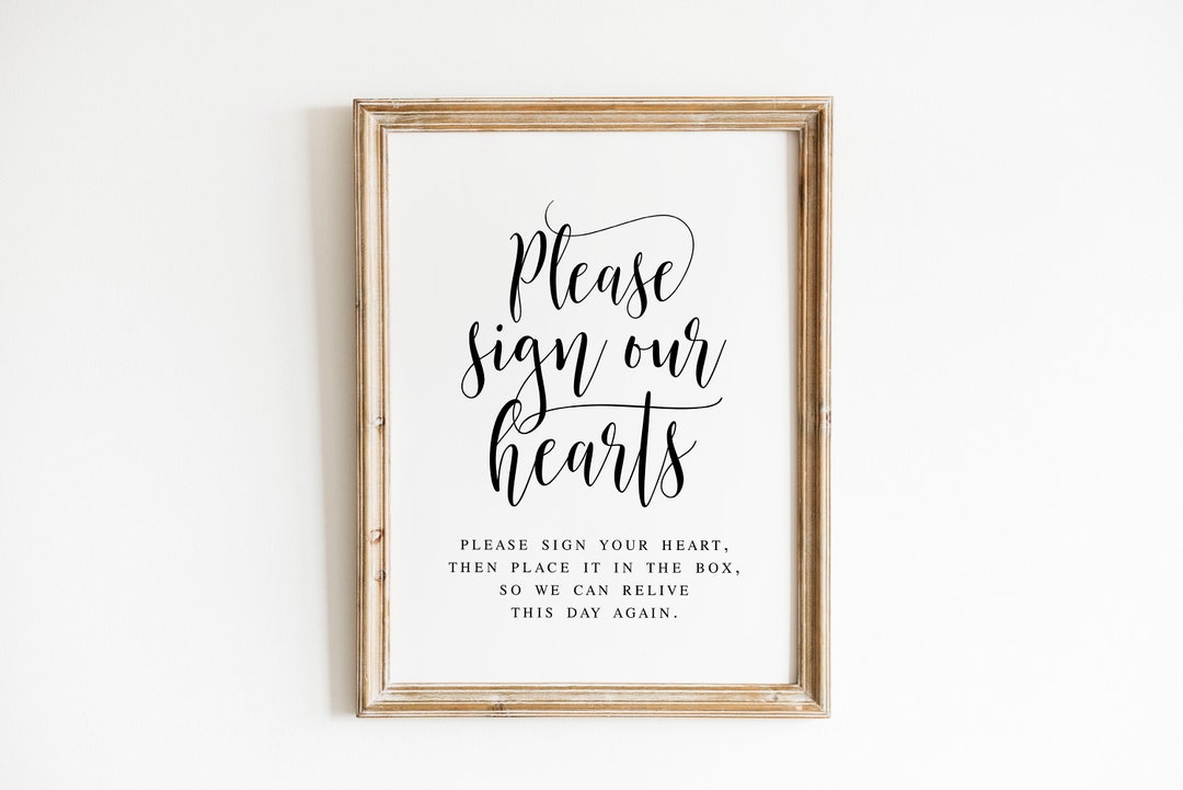 Please Sign A Heart and Place It in the Box, Heart Guestbook Sign ...