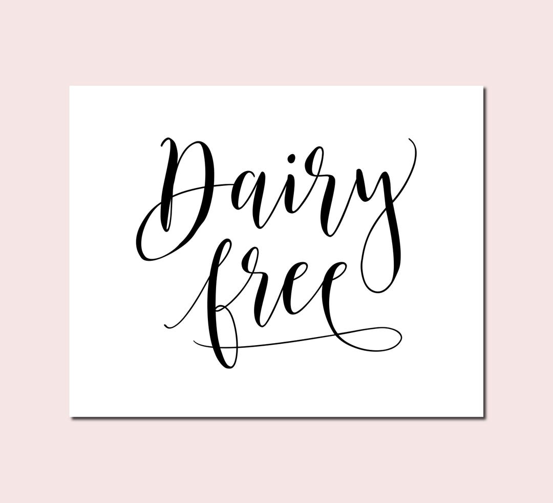 Dairy Free Wedding Sign: Calligraphy Table Decor (digital Download) - Etsy
