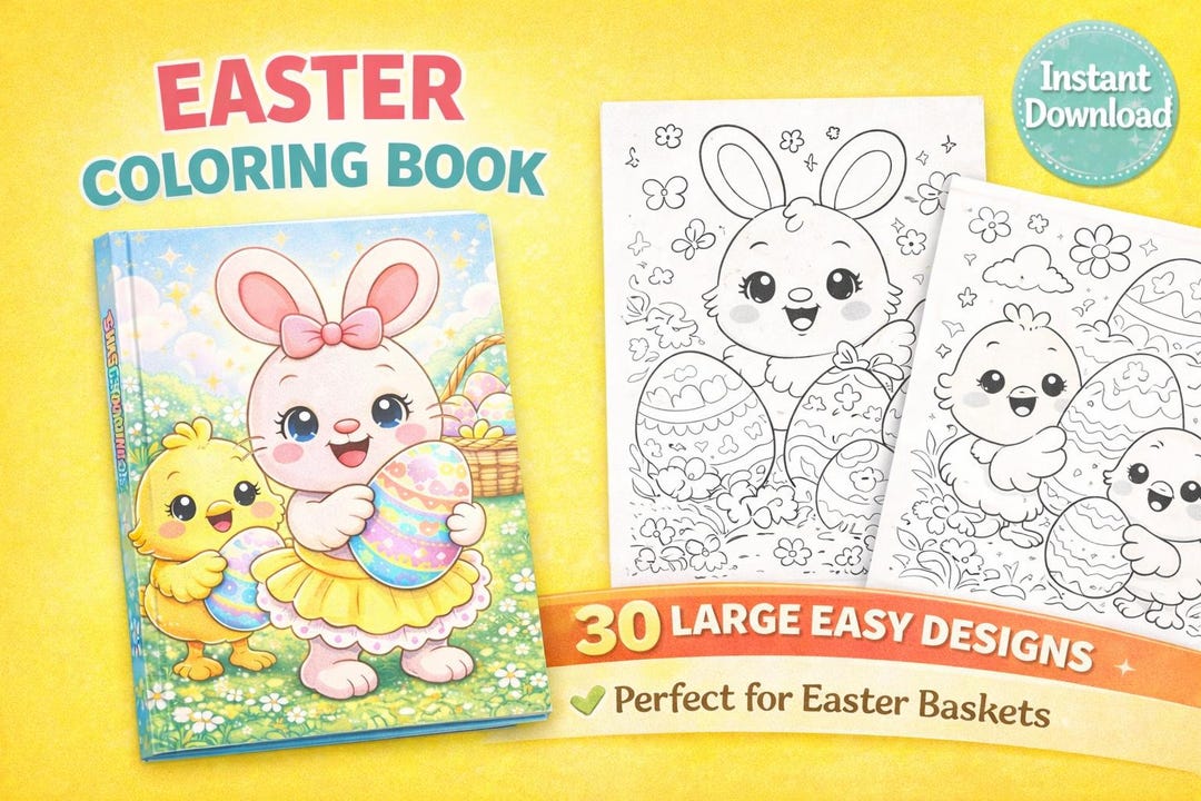 Easter Coloring Book – Bunny & Chick Activity Pages (PDF Download) - Etsy
