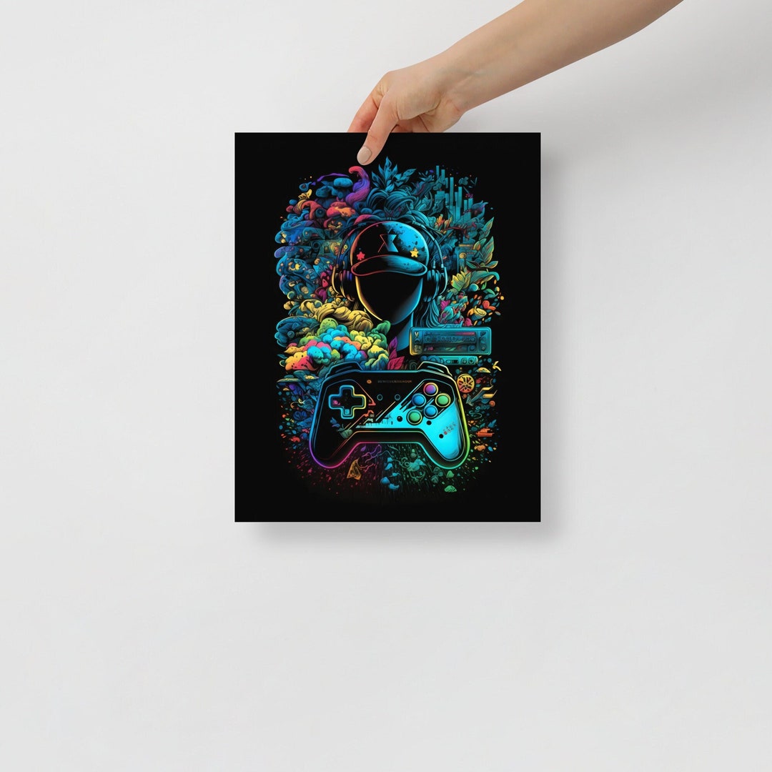 Psychedelic Video Game Art Wallpaper Poster, Gaming Room Decor, Gamer ...