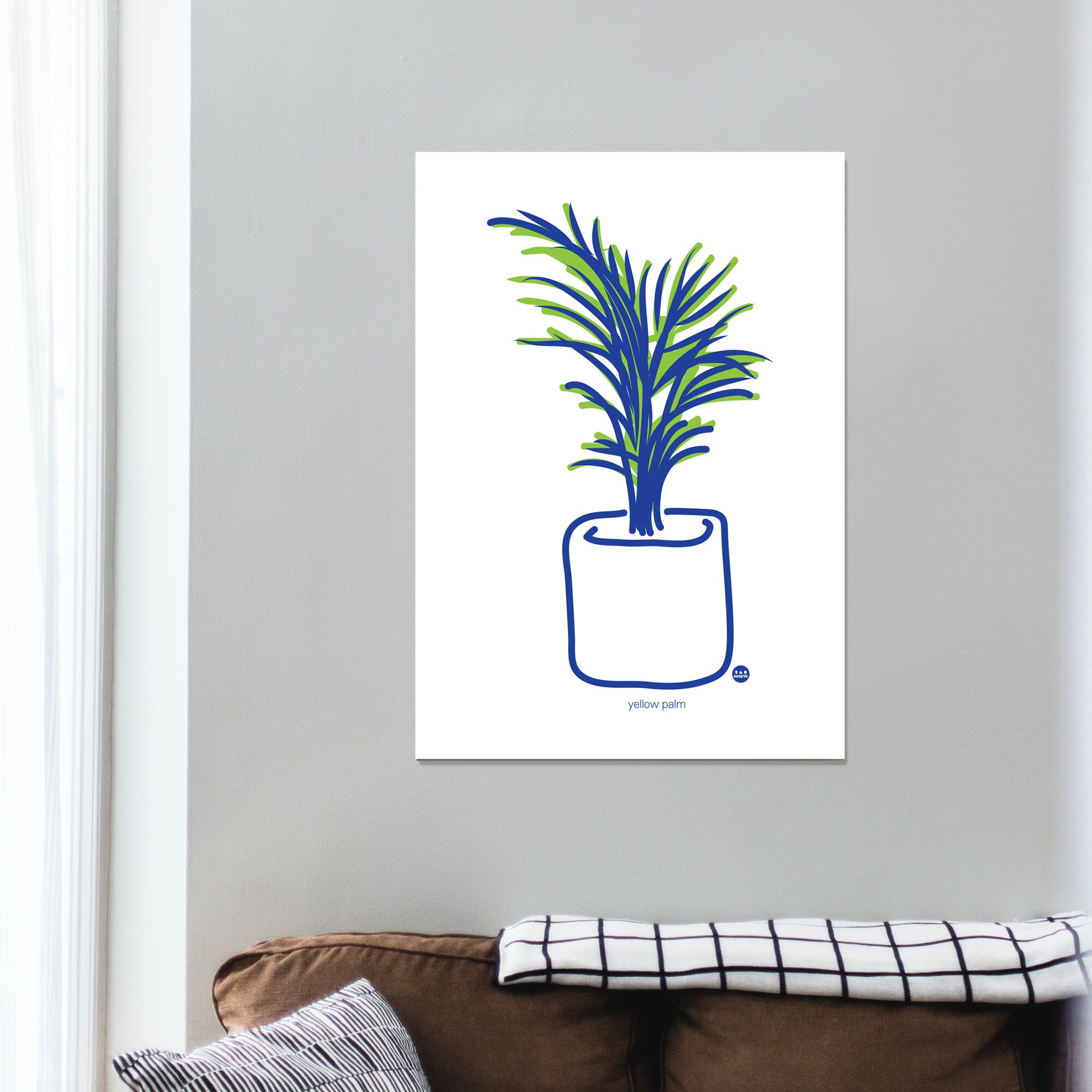 Yellow Palm Line Drawing Print / Printable Wall Art / Line - Etsy