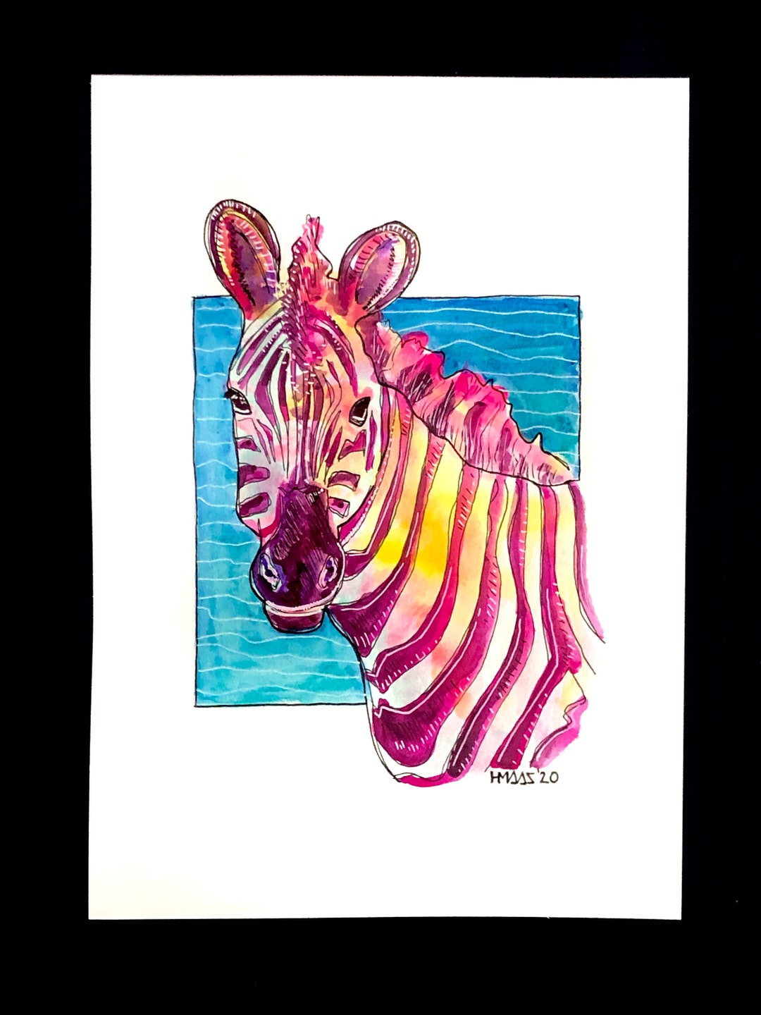 Zebra Hand-painted A4 Size - Etsy