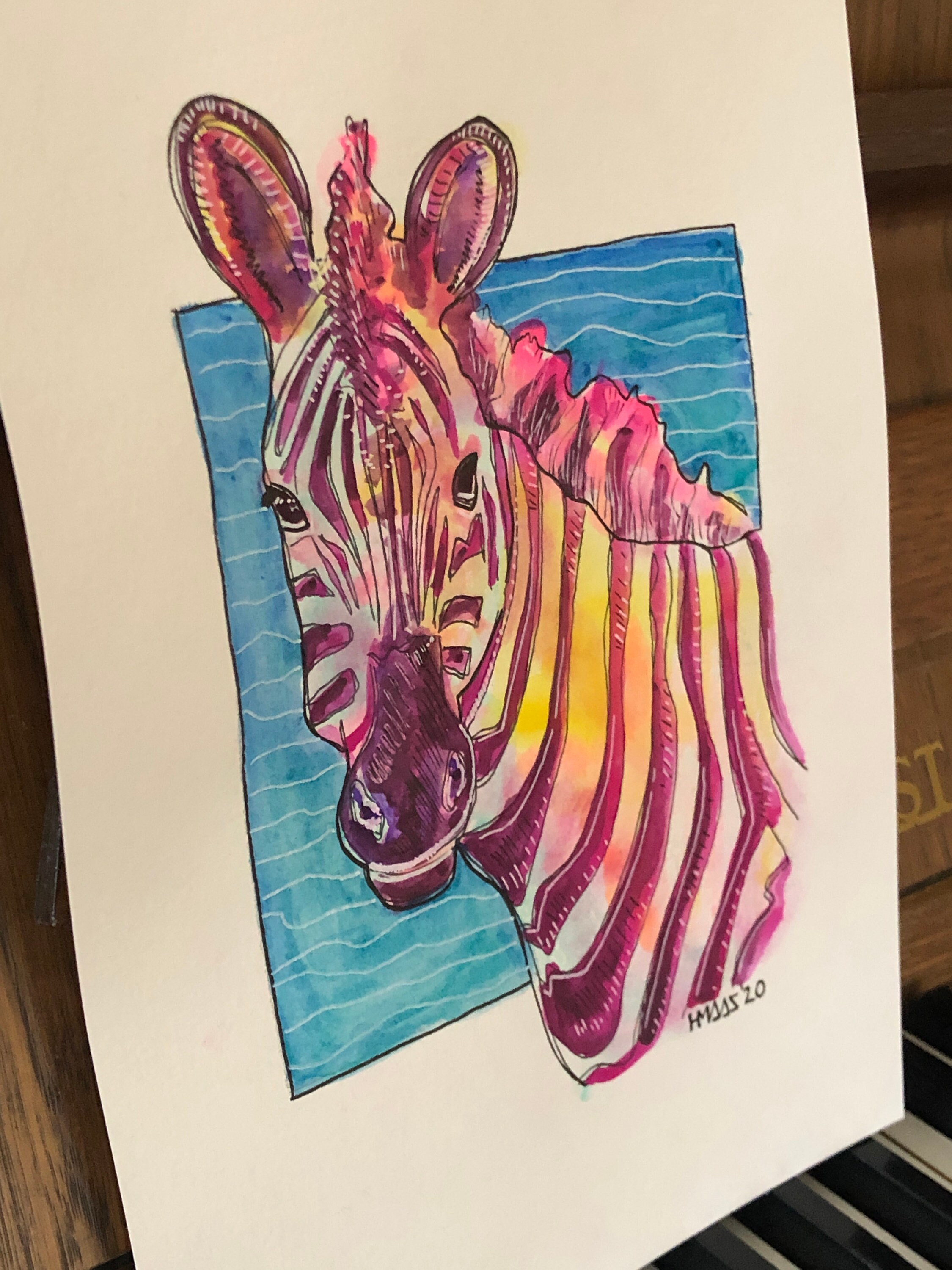 Zebra Hand-painted A4 Size - Etsy