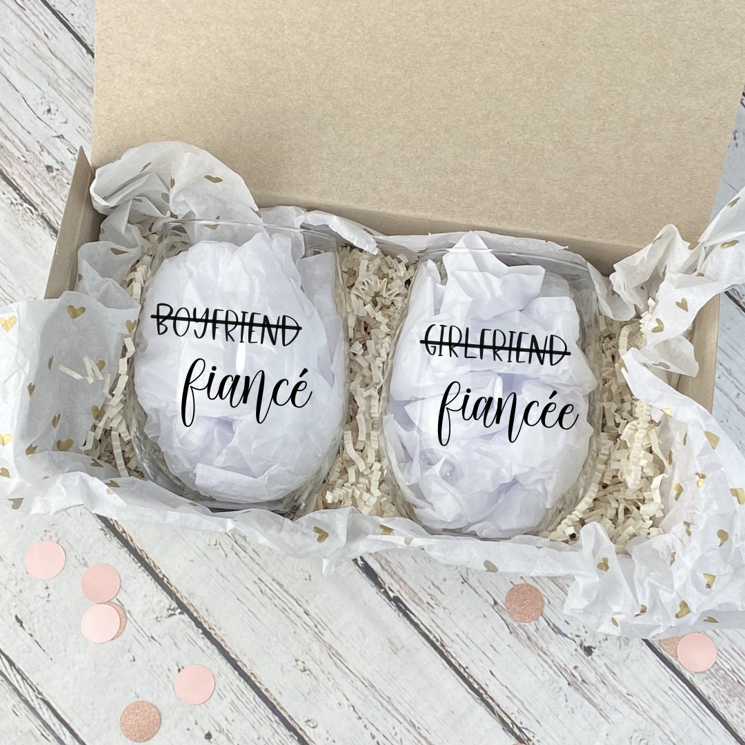 Engagement Gift for Couple, Personalized Couples Gift, Wine Glass Set ...