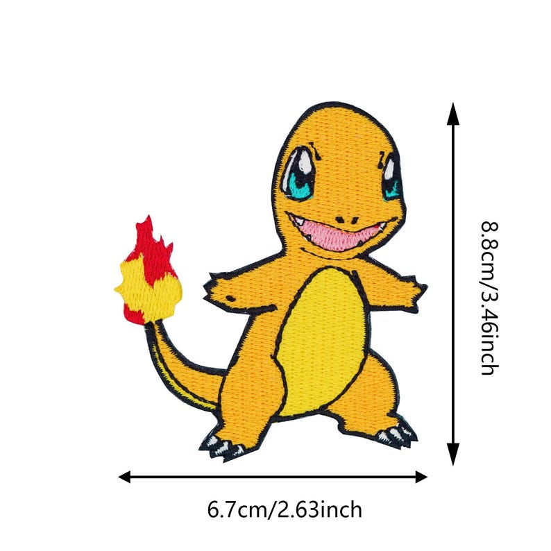 Charmander Charizard Iron on Patch - Pokemon Embroidered Applique, Fire ...