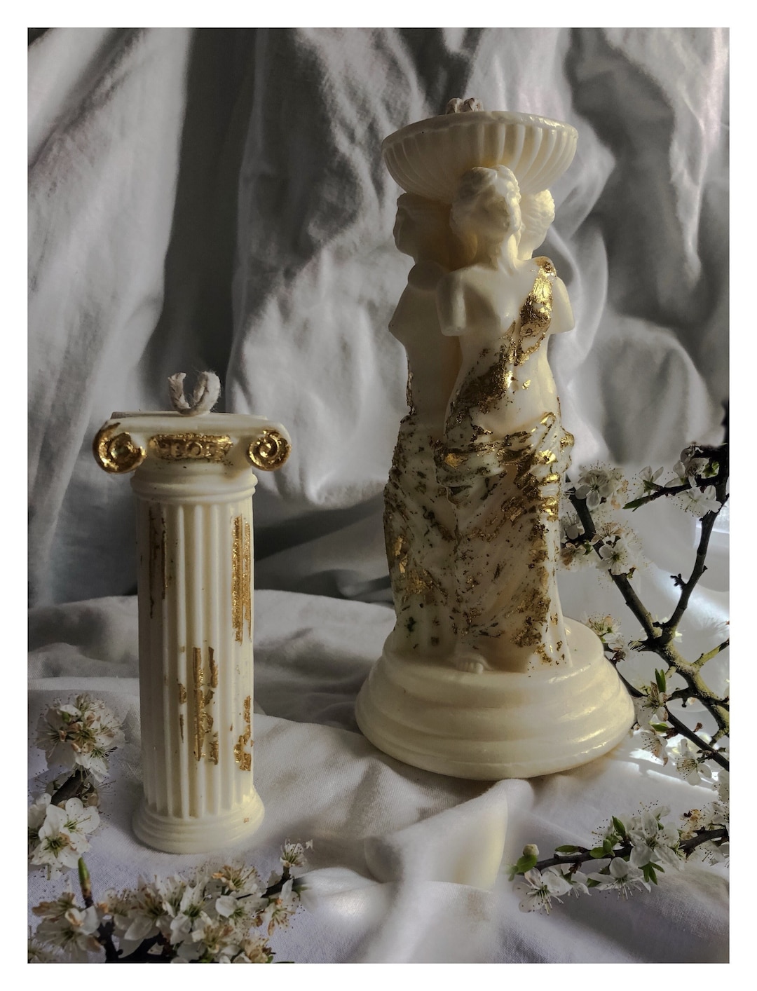Triple Venus Candle Greek Column Candle Set of 2 Candles Goddess Candle ...