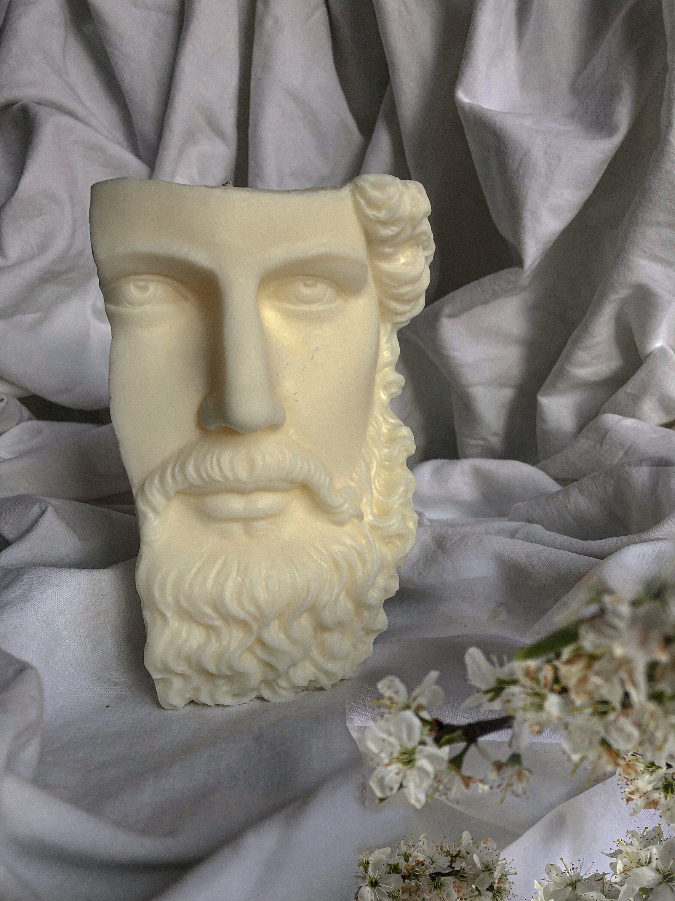 Zeus Candle Greek Half Head Sculpture Candle Male Bust Candle Roman ...