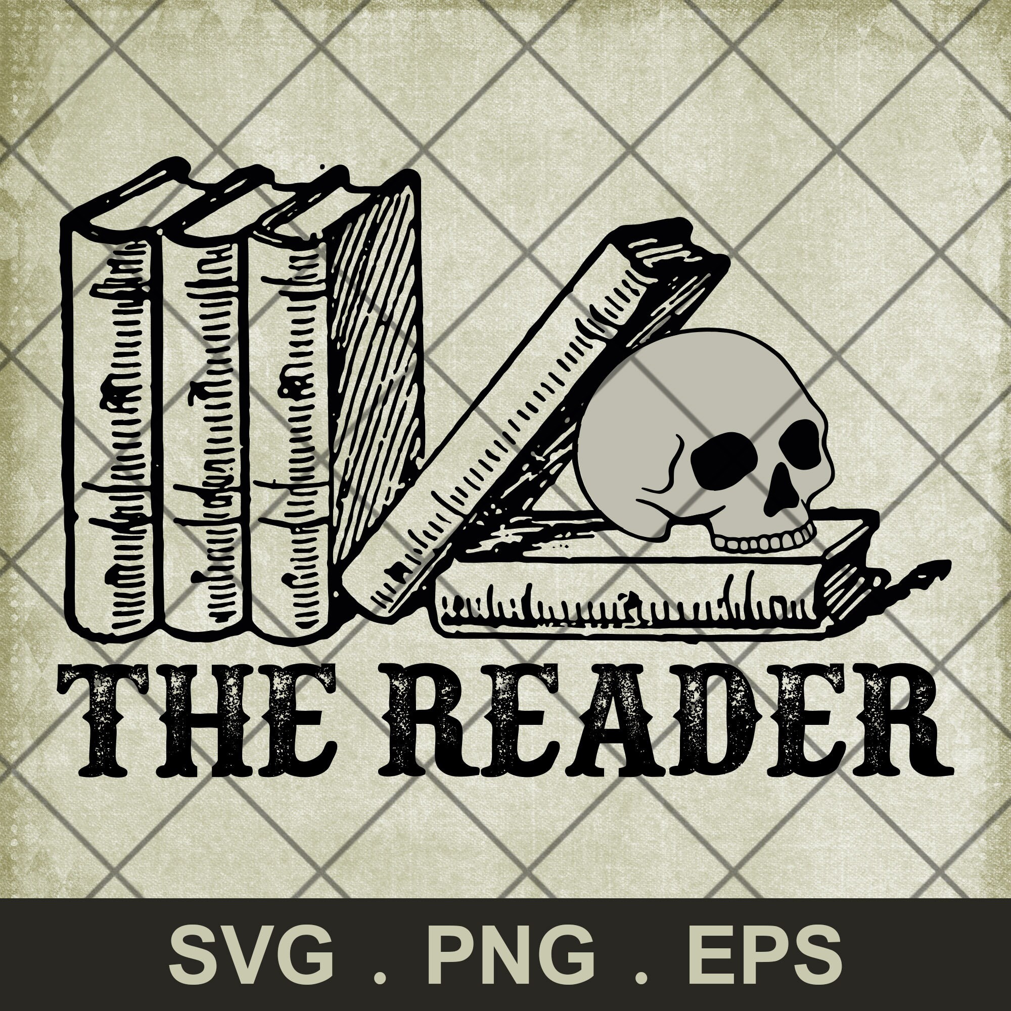 The Reader SVG PNG EPS File, Reading Skull Svg, Book Svg, Gift for ...