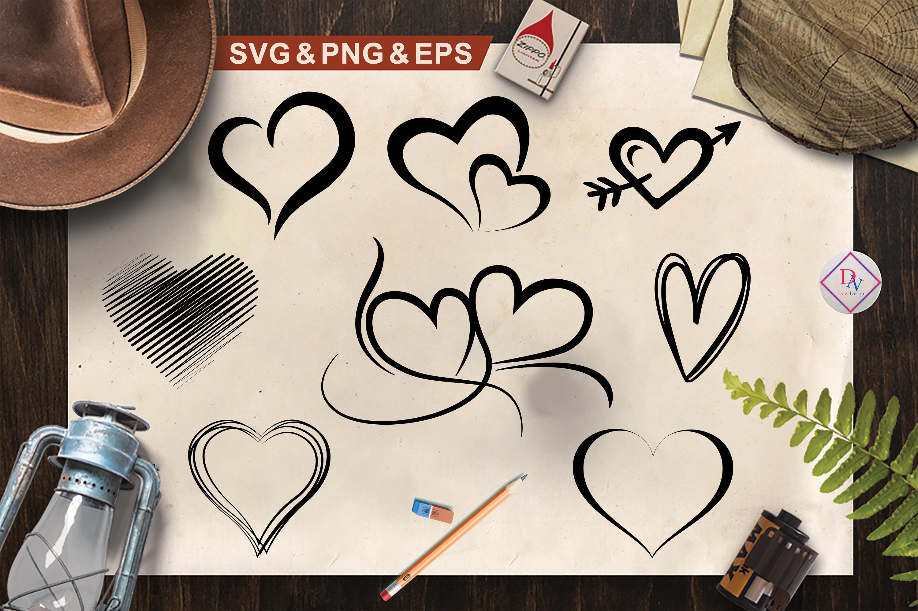 Heart Bundle SVG PNG EPS File, Heart Svg, Love Svg, Silhouette Svg ...