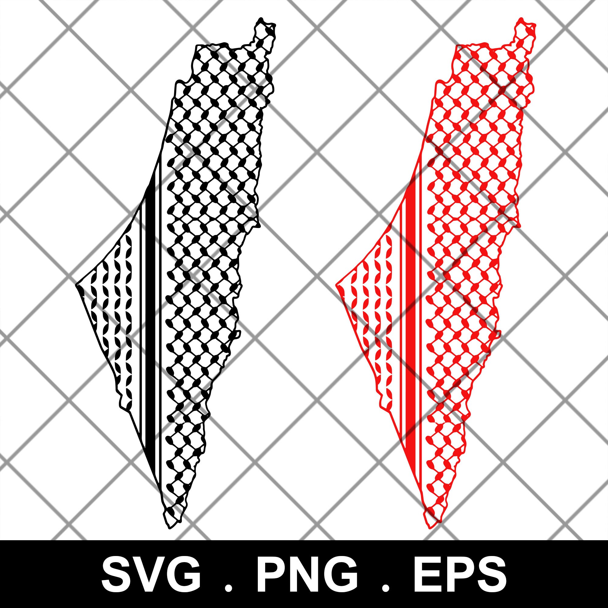 Keffiyeh With Palestine Map SVG PNG EPS File, Keffiyeh Palestine ...