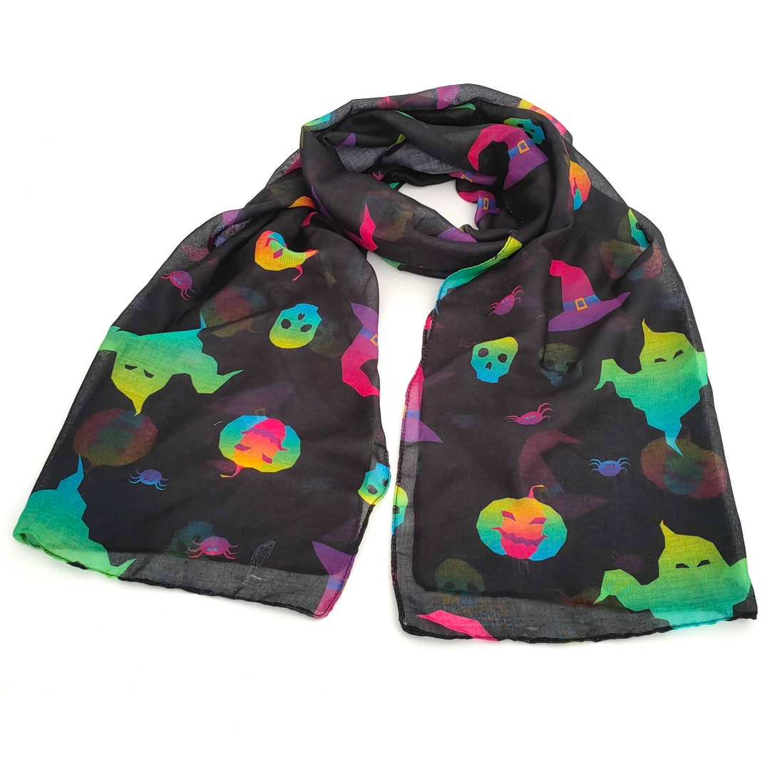 Womens Halloween Fashion Scarf With Pumpkins Ghosts Bats and - Etsy ...