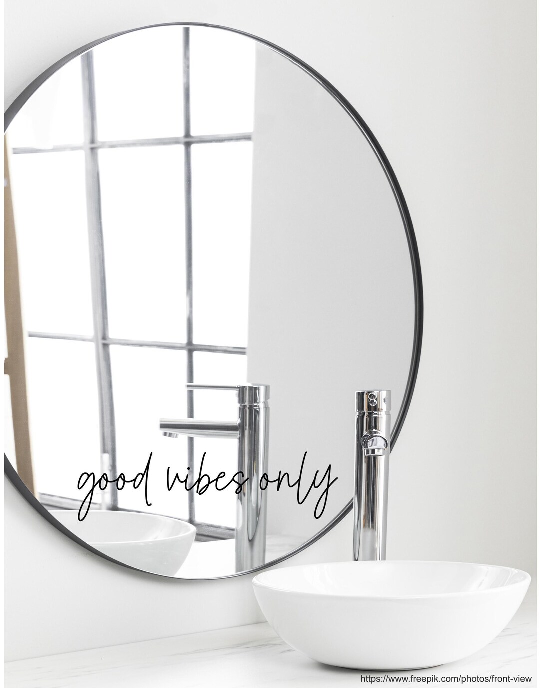 Bathroom Mirror Wall Sticker With Slogan "good Vibes Only" - 14 ...