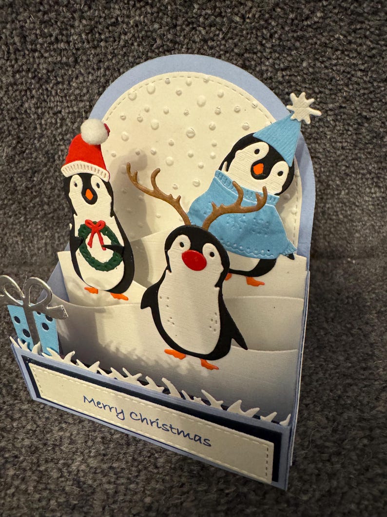 Handmade Christmas Penguin Pop up Card - Etsy