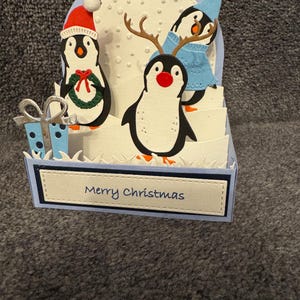 Handmade Christmas Penguin Pop up Card - Etsy