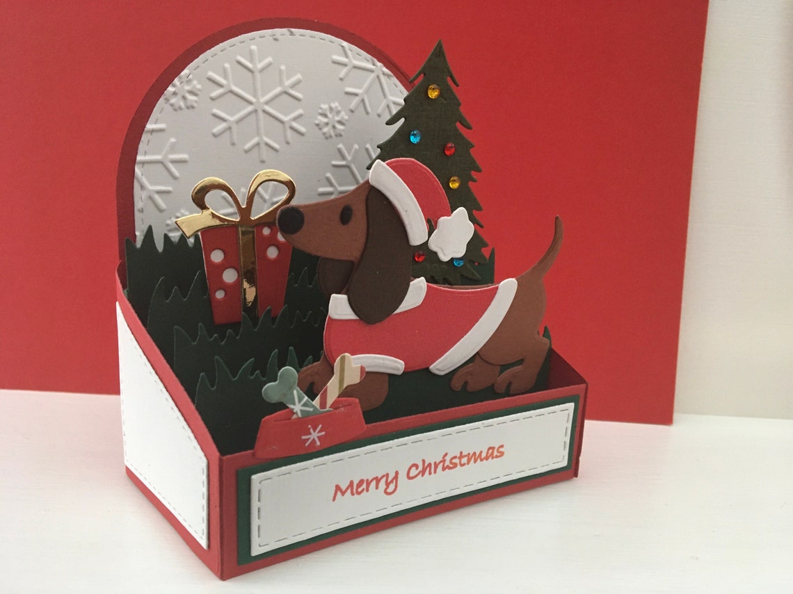 Handmade Christmas Dachshund Pop up Card - Etsy