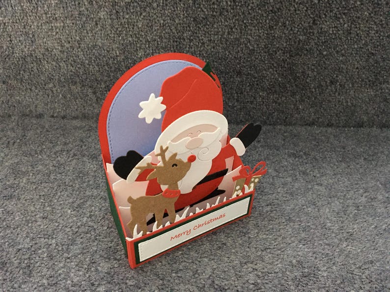 Handmade Santa With Reindeer and Present Pop up Card - Etsy