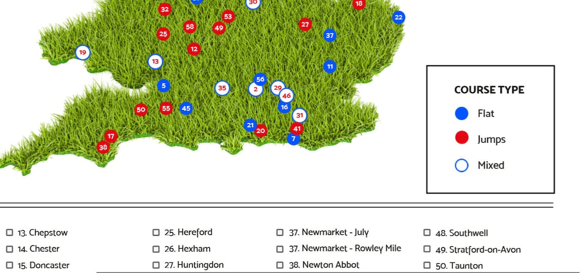 Racecourse Map of Great Britain - Great Poster to Tick off All the UK ...