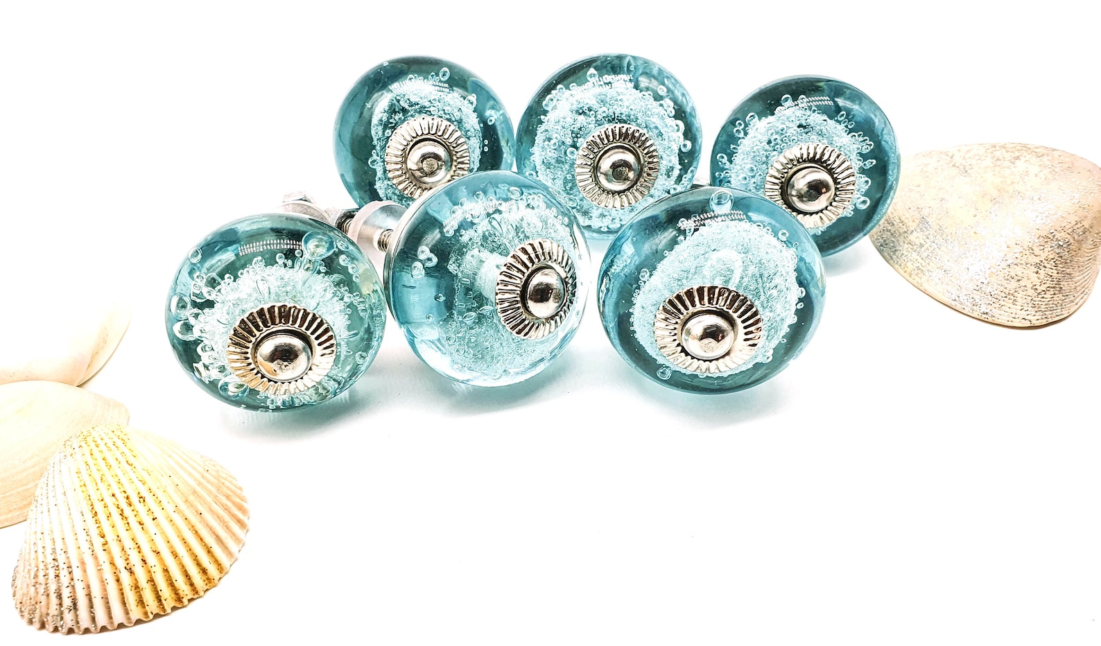 BLUE GLASS Handmade Knobs, AQUA Knobs, C Chic Vintage Wardrobe Drawer ...