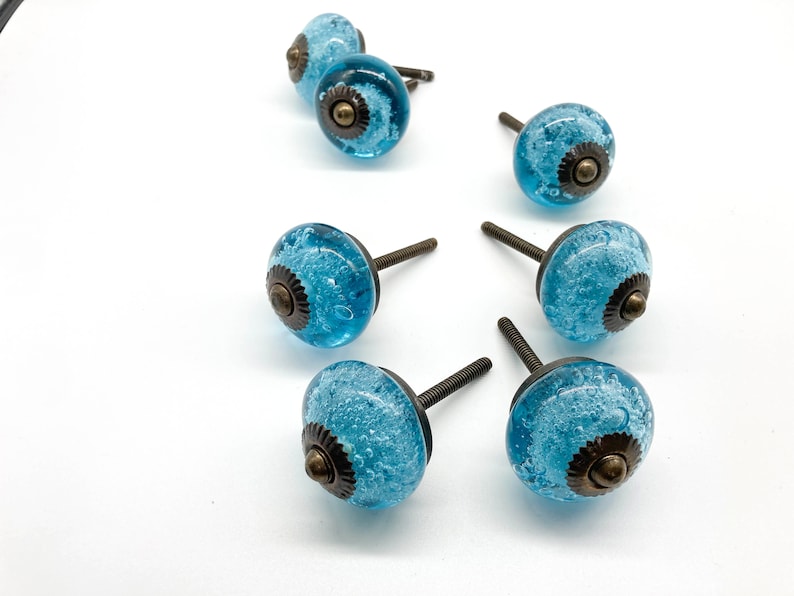 BLUE GLASS Handmade Knobs, Nautical Knobs, Chic Vintage Wardrobe Drawer ...
