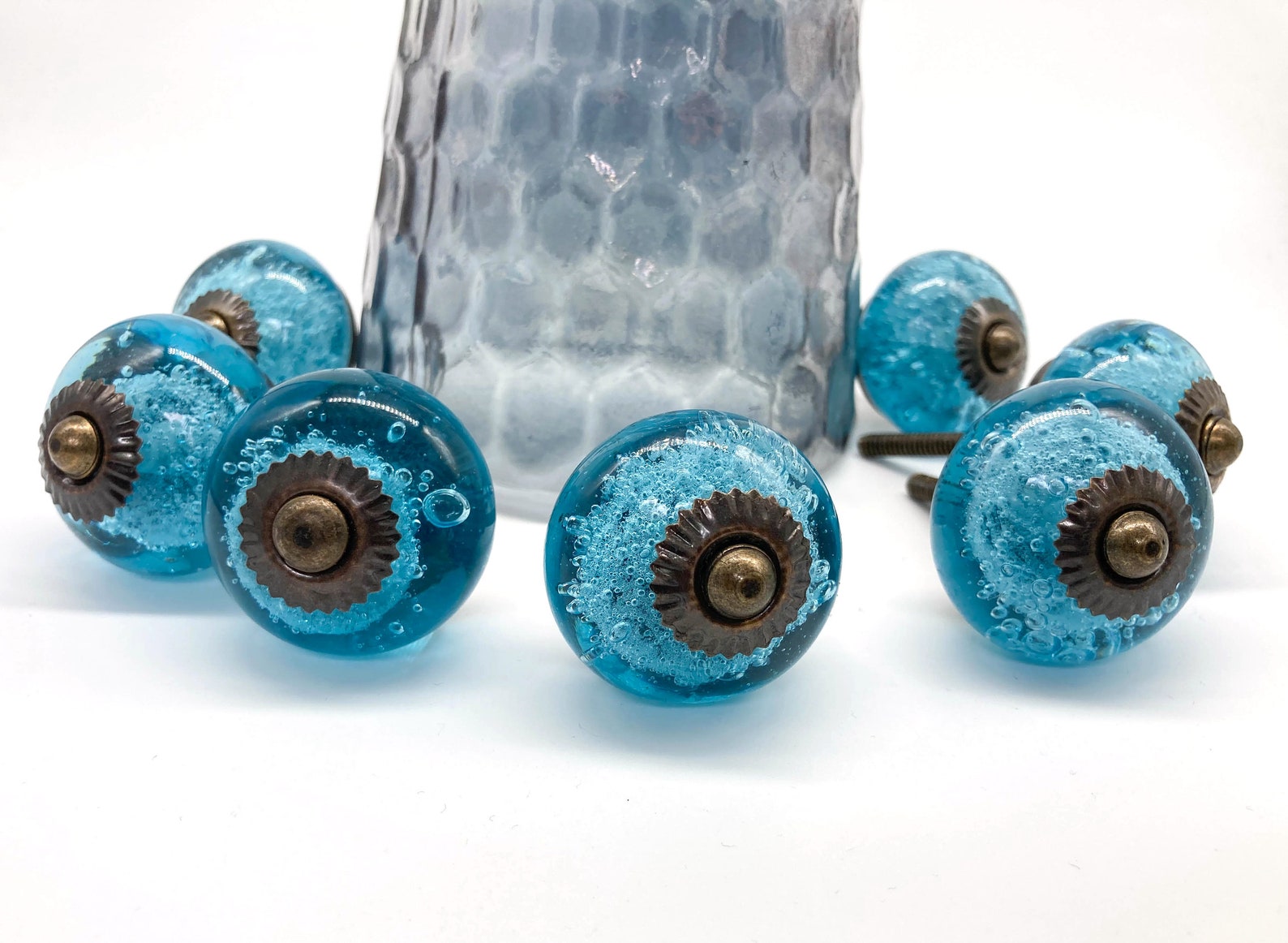 BLUE GLASS Handmade Knobs, Nautical Knobs, Chic Vintage Wardrobe Drawer ...