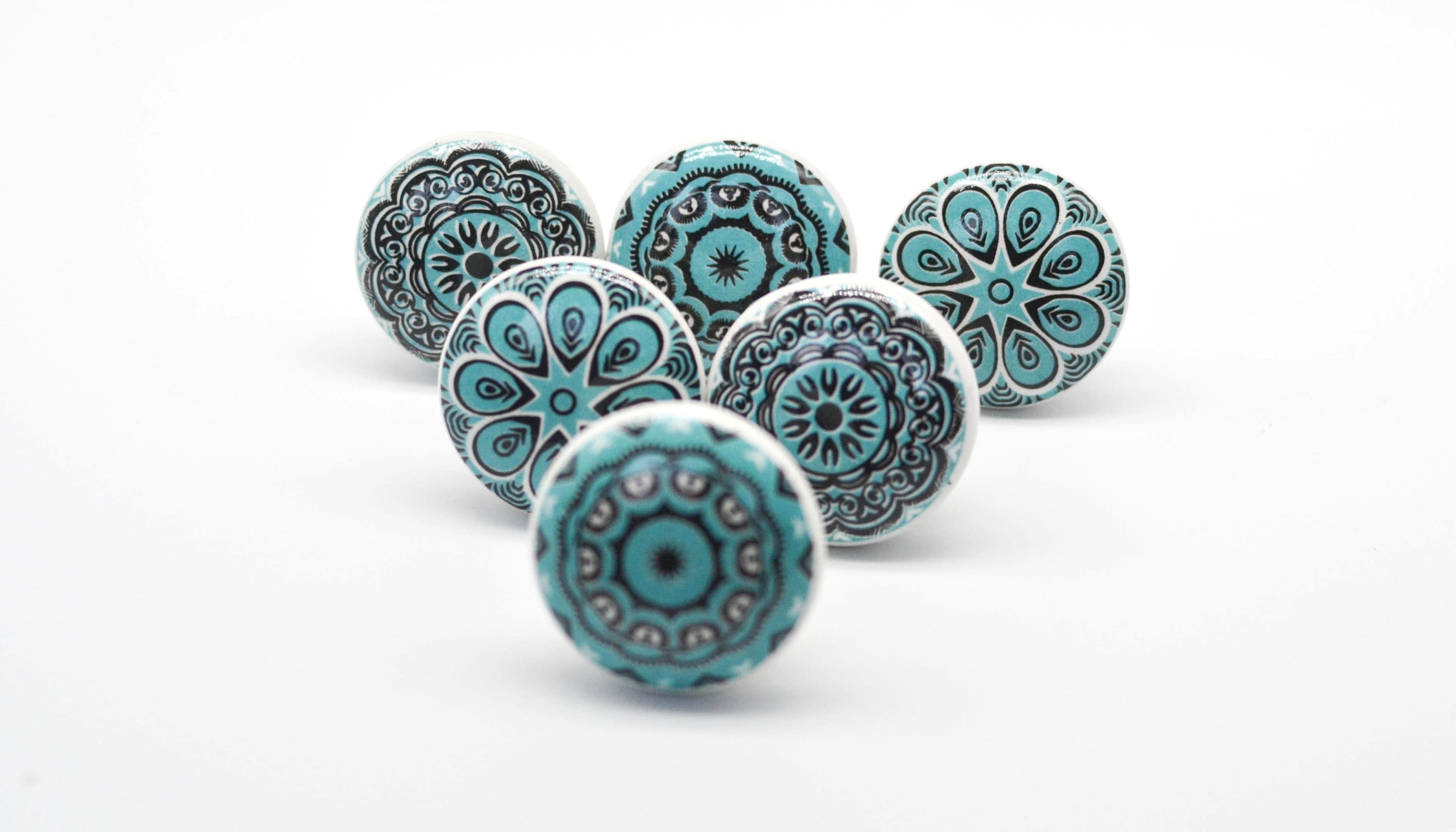 POSITIVE TURQUOISE Mosaic Ceramic Knobs, Chic Vintage Knobs, Wardrobe ...