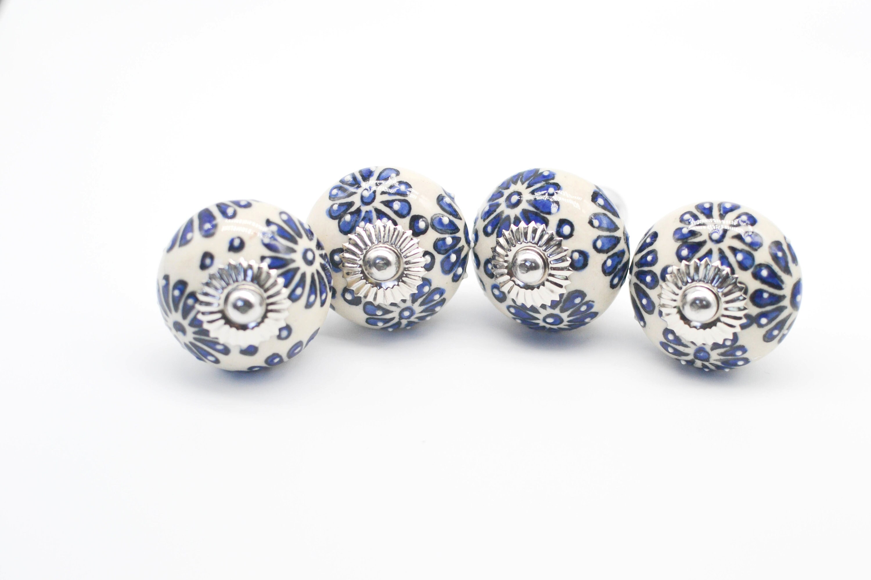 NAVY BLUE CREAM Black Ceramic Hand Painted Knobs, Vintage Wardrobe ...