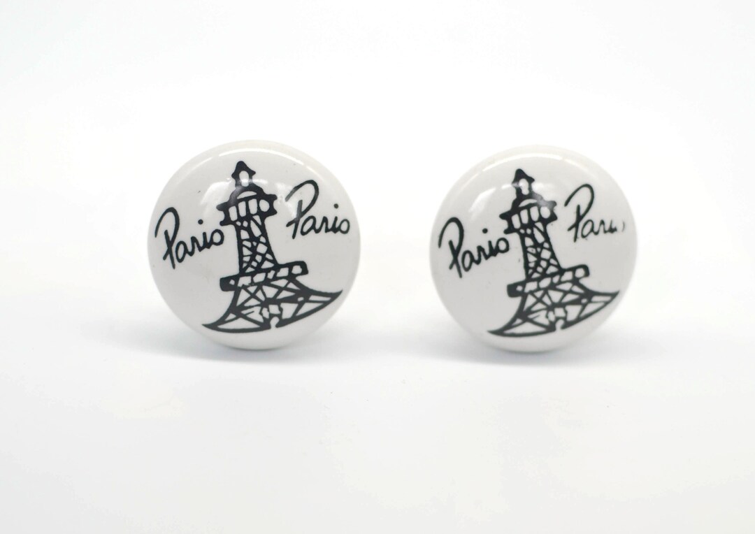 Paris Eiffel Tower Ceramic Knobs, Hand-painted Drawer Pulls, Set of 6 ...