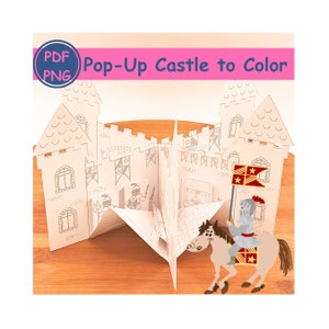 Pop-up Castle to Download, Color & Assemble/diy Printable Paper 3D ...