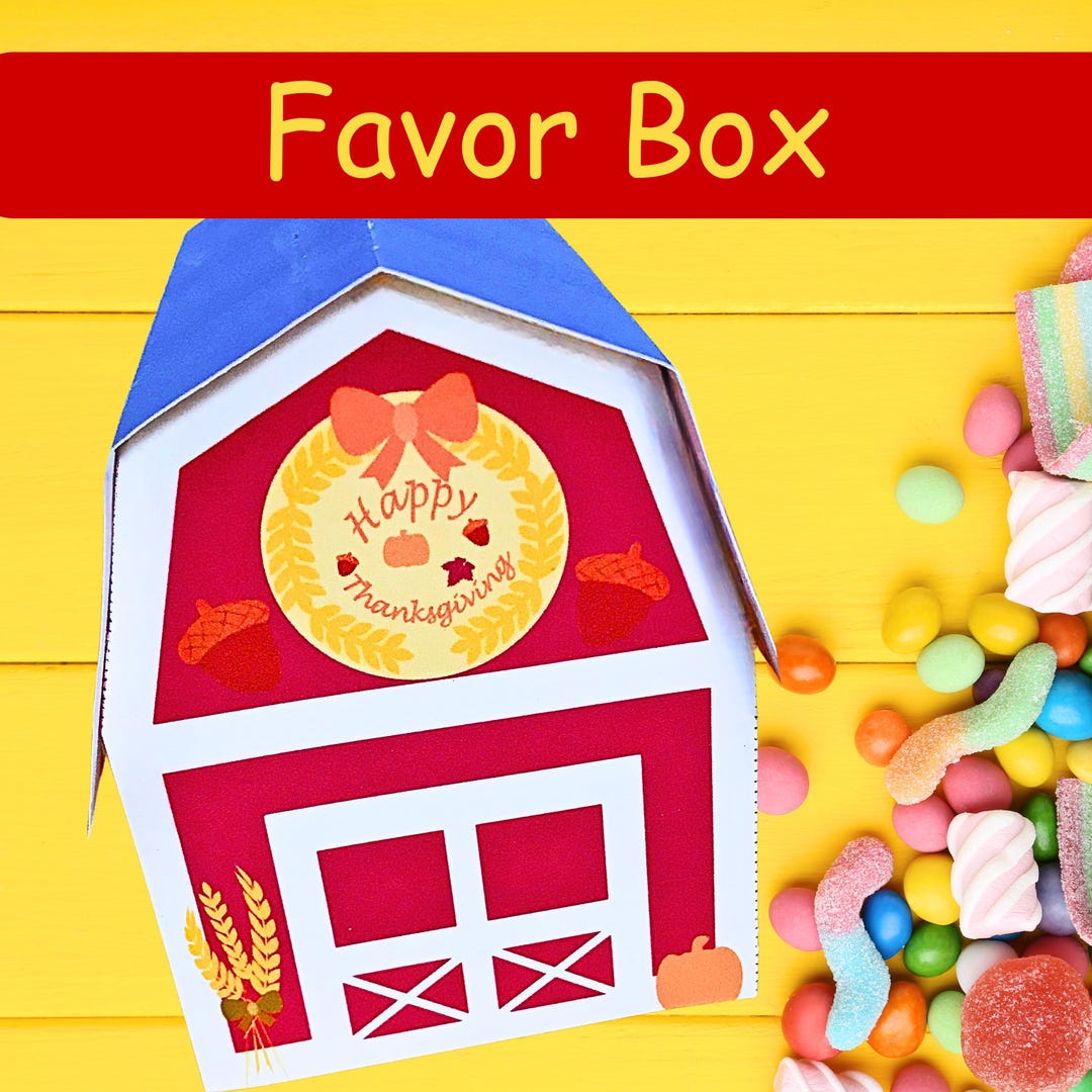 DIY Printable Favor Box, Candy Box, Thanksgiving, Fall Decor, Table ...