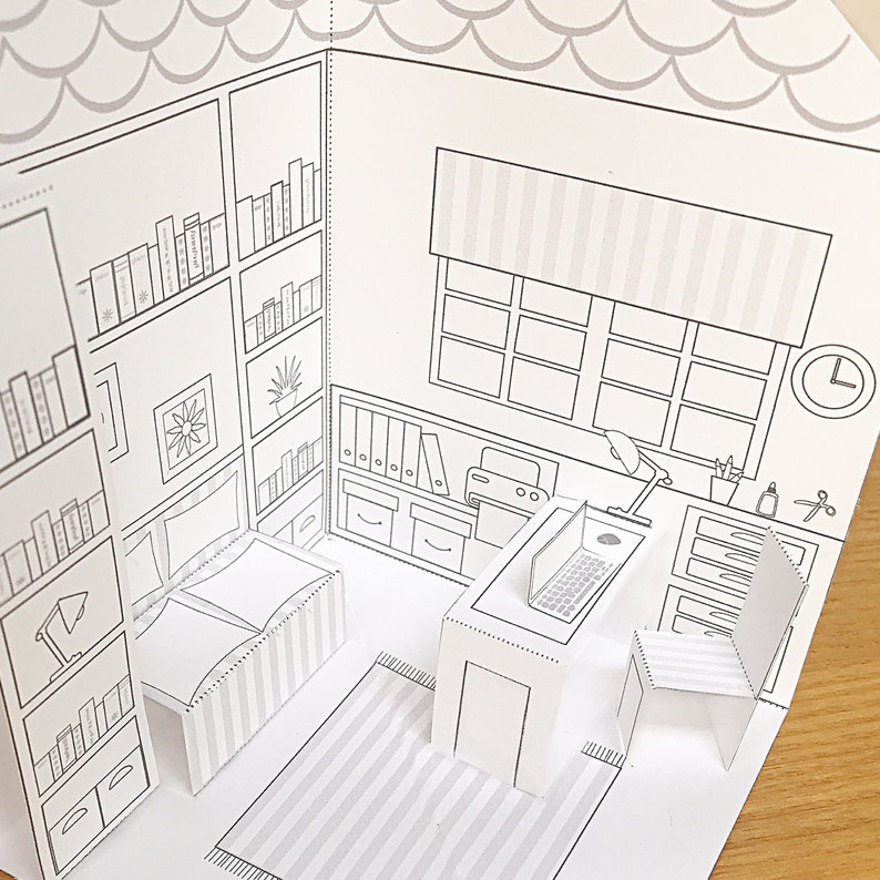 DIY Pop-up Home-office to Color and Assemble, Working From Home ...