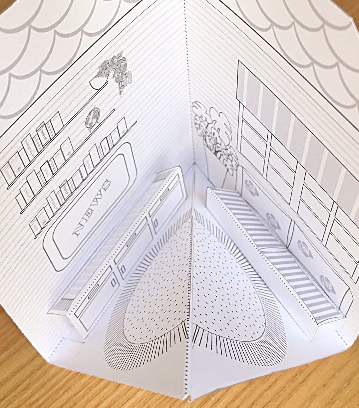 Printable Pop-up Living Room to Color/kids Craft Activity Kit/creative ...