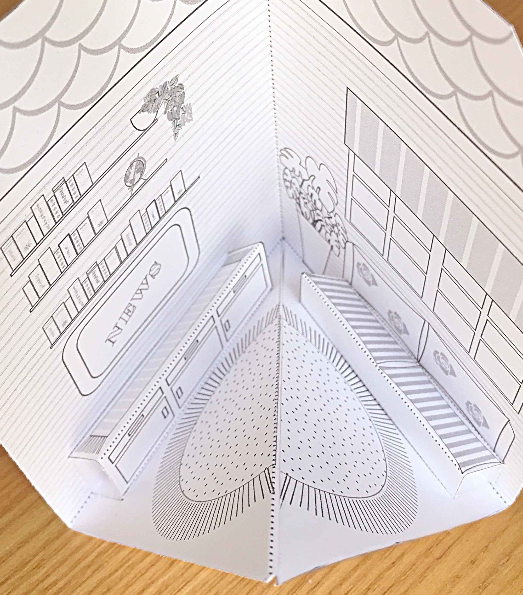 Printable Pop-up Living Room to Color/kids Craft Activity Kit/creative ...