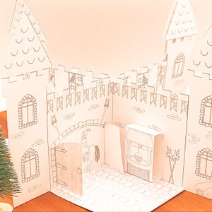 Pop-up Castle to Download, Color & Assemble/diy Printable Paper 3D ...